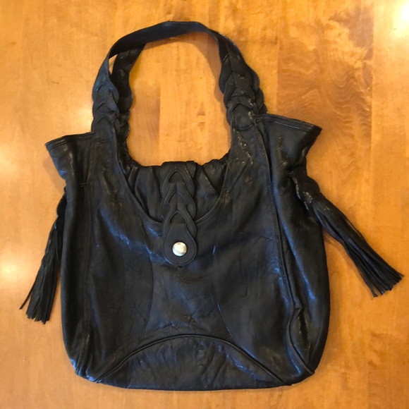 Junior Drake | Bags | Junior Drake Black Leather Braided Shoulder Bag ...